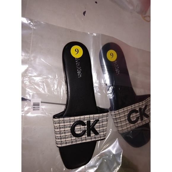 Calvin Klein | Shoes | Calvin Klein Womens Yides Ck Logo Slide Sandals ...